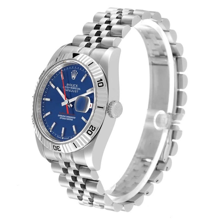 Rolex Datejust Turnograph Blue Dial Steel Mens Watch 116264 at 1stDibs