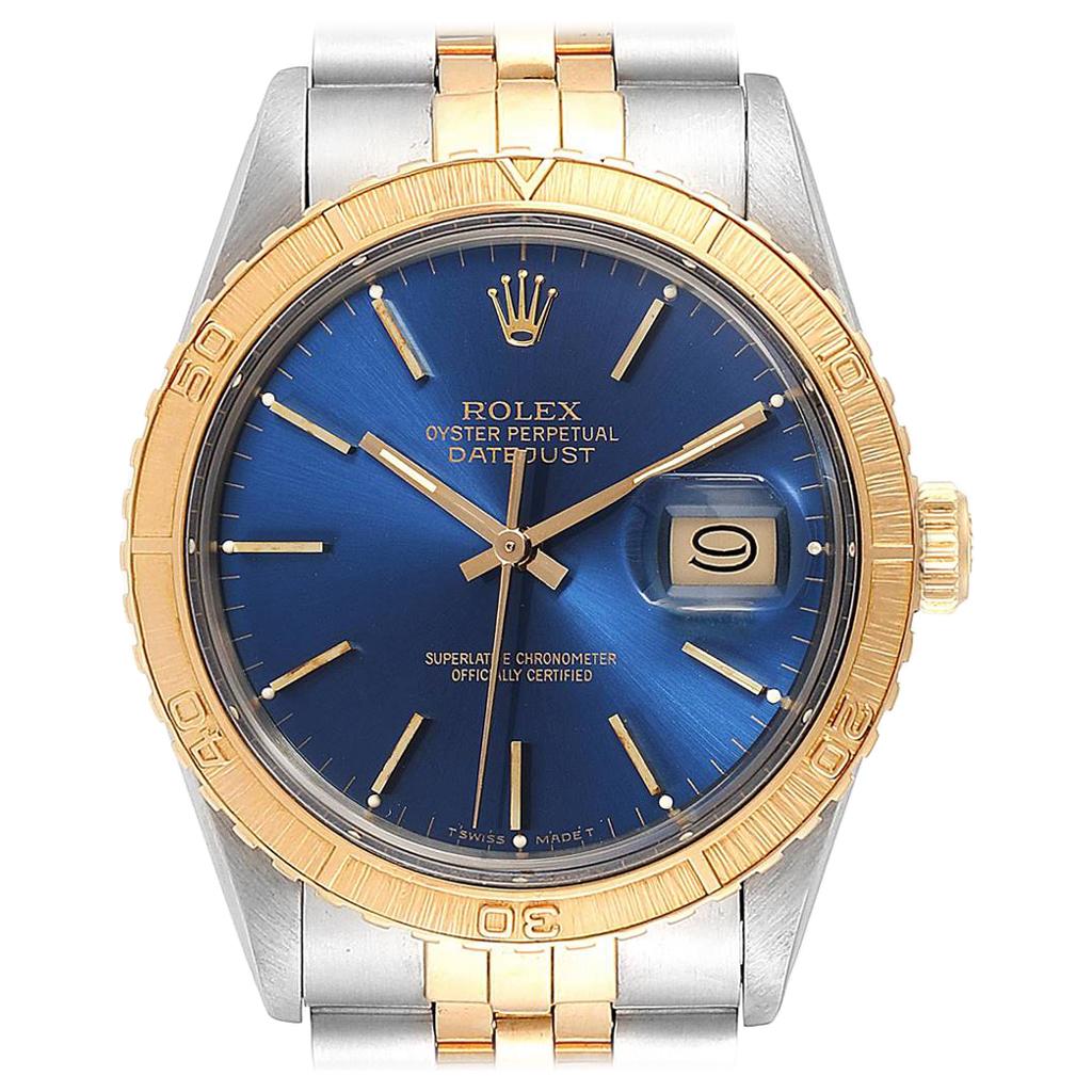 Rolex Datejust Turnograph Men’s Steel Yellow Gold Blue Dial Watch 16253 ...
