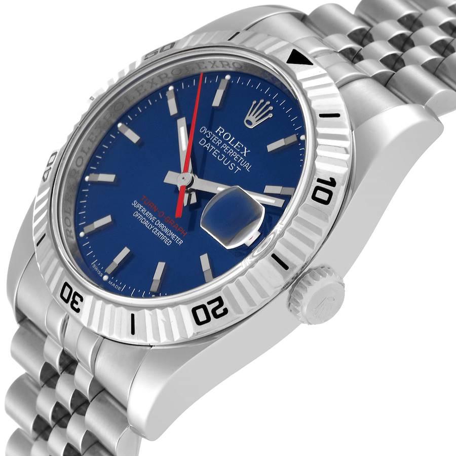 Rolex Datejust Turnograph Steel White Gold Blue Dial Mens Watch 116264 ...