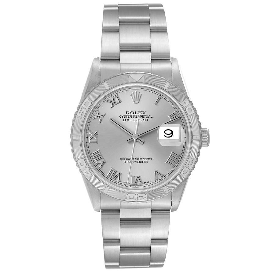 Rolex Datejust Turnograph Steel White Gold Mens Watch 16264 Box Papers ...