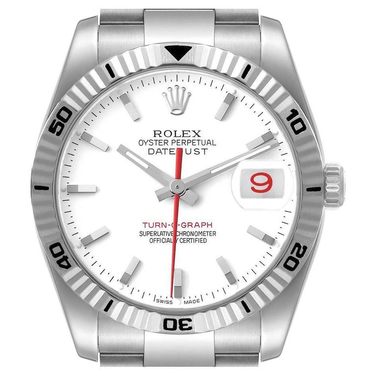 Rolex Montre Datejust avec turnographe en acier et cadran blanc en or ...