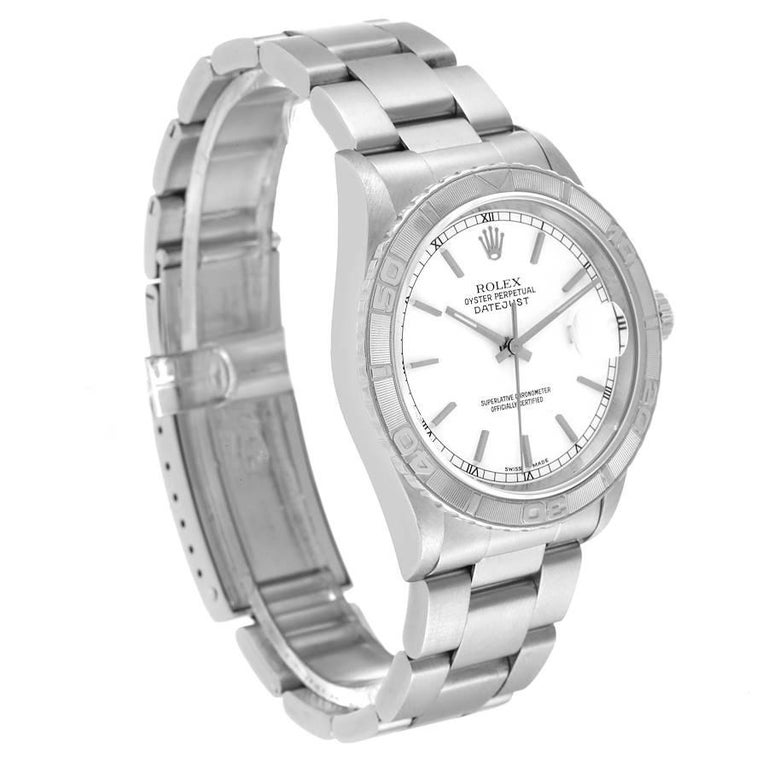 Rolex Datejust Turnograph Steel White Gold White Dial Mens Watch 16264 ...
