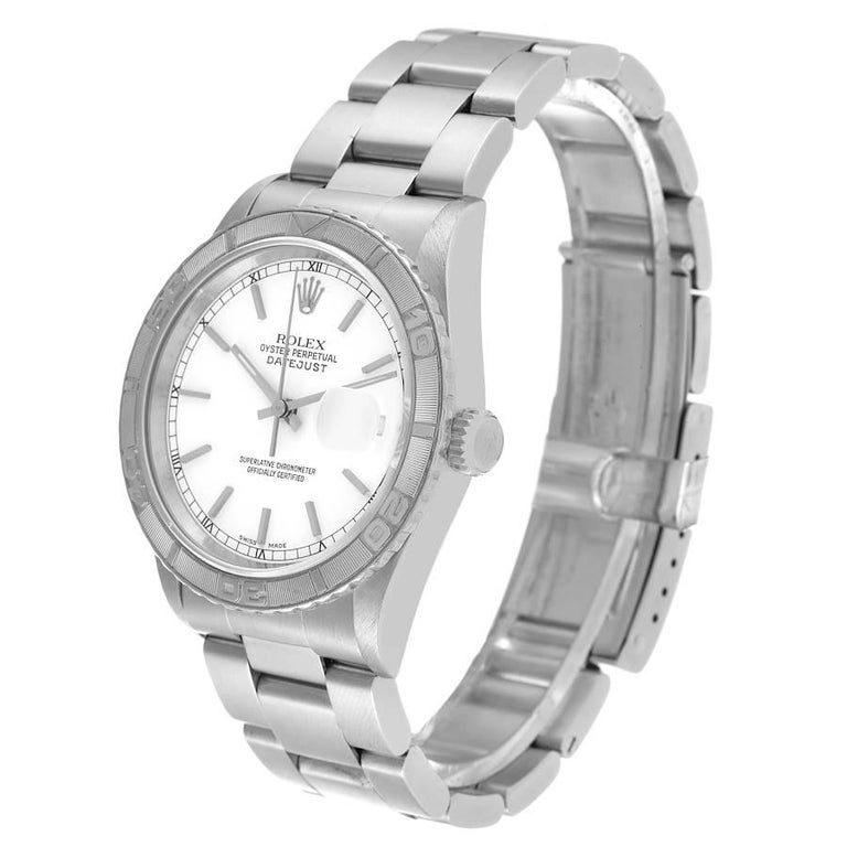 Rolex Datejust Turnograph Steel White Gold White Dial Mens Watch 16264 ...