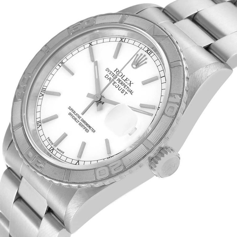 Rolex Datejust Turnograph Steel White Gold White Dial Mens Watch 16264 ...
