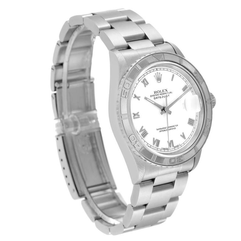 Rolex Datejust Turnograph Steel White Gold White Roman Dial Mens Watch ...
