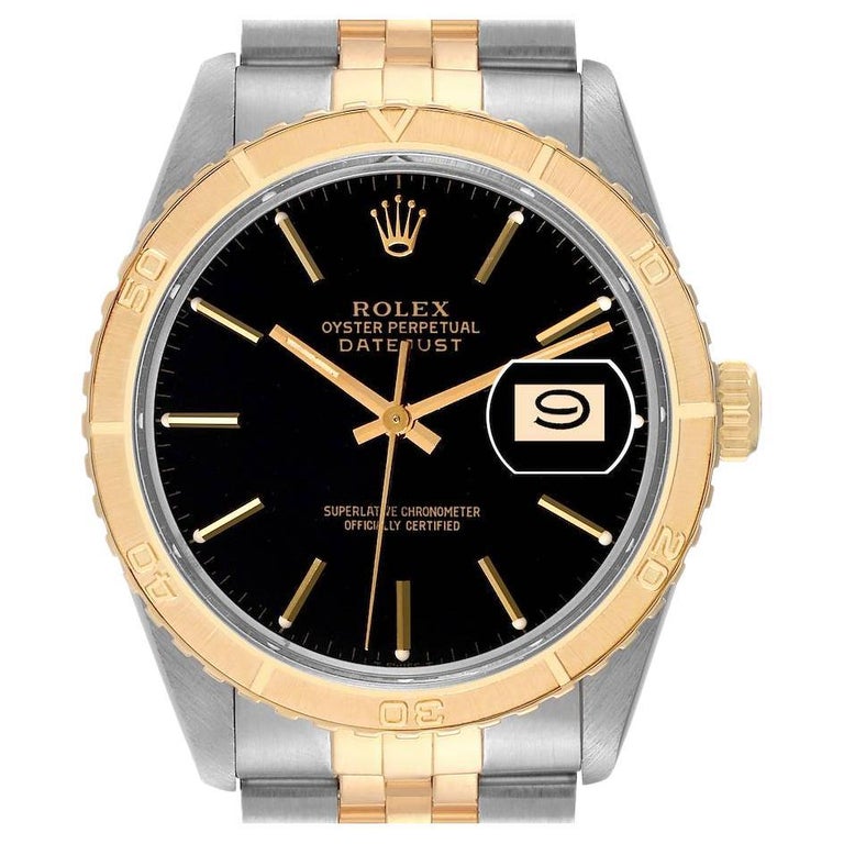 Rolex Datejust Turnograph Stahl Gelbgold Schwarzes Zifferblatt Vintage ...