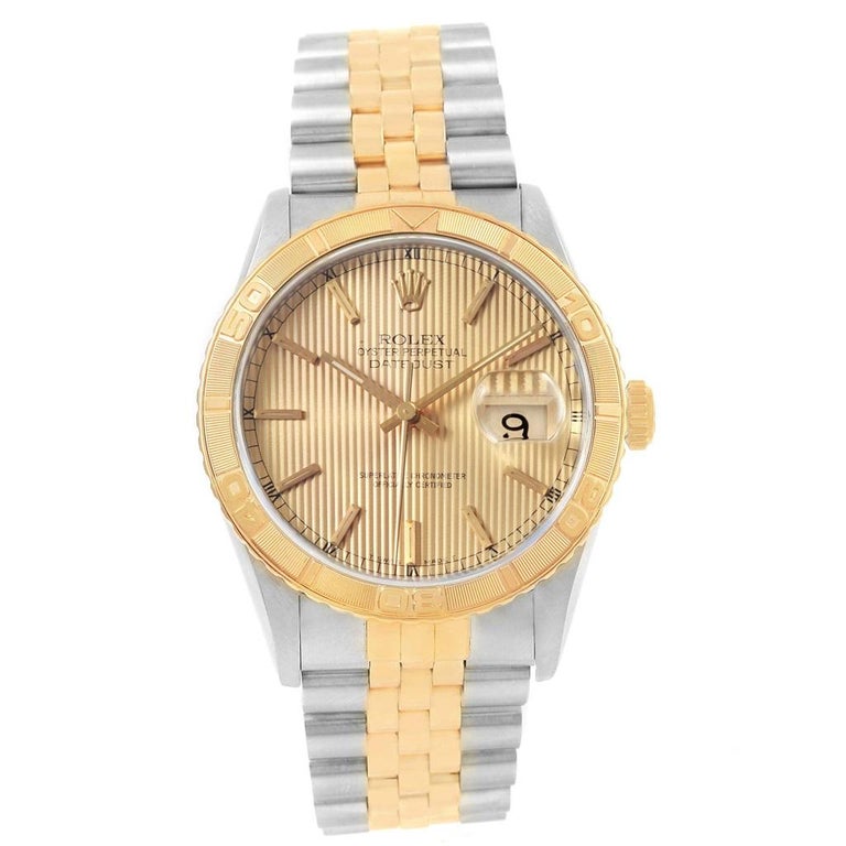 Rolex Datejust Turnograph Steel Yellow Gold Tapestry Dial Watch 16263 ...