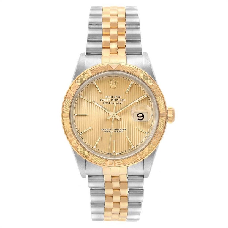 Rolex Datejust Turnograph Steel Yellow Gold Tapestry Dial Watch 16263 ...