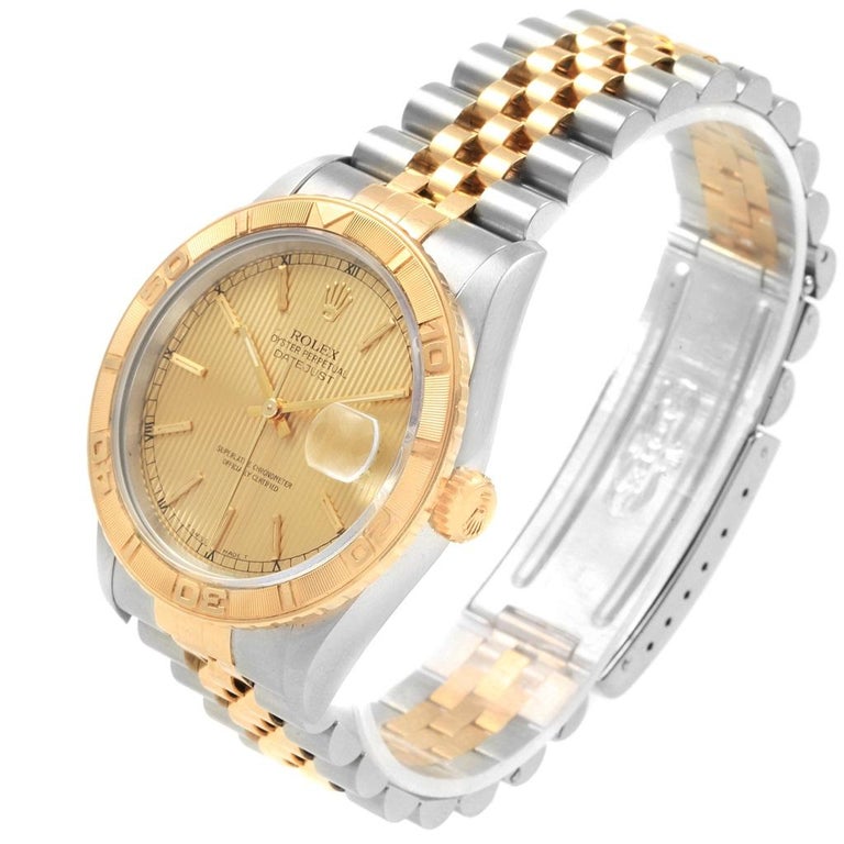 Rolex Datejust Turnograph Steel Yellow Gold Tapestry Dial Watch 16263 ...