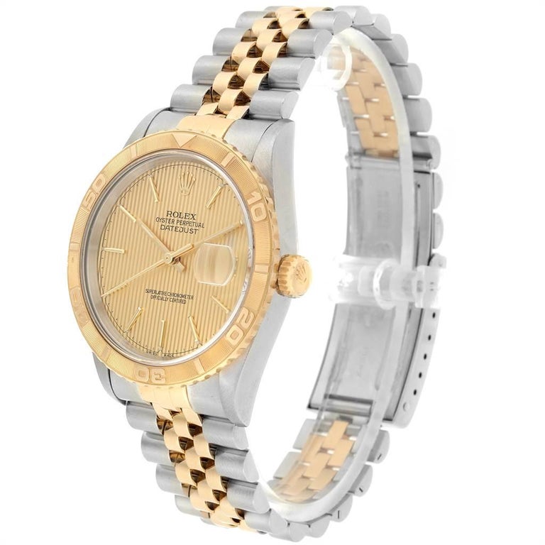 Rolex Datejust Turnograph Steel Yellow Gold Tapestry Dial Watch 16263 ...