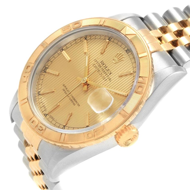 Rolex Datejust Turnograph Steel Yellow Gold Tapestry Dial Watch 16263 ...