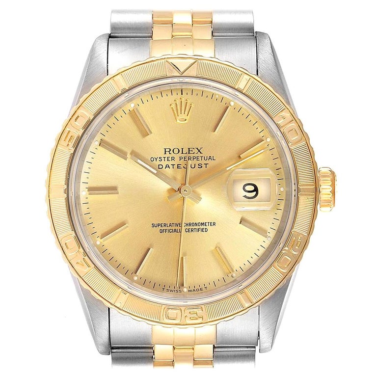 Rolex Datejust Turnograph Steel Yellow Gold Tapestry Dial Watch 16263 ...