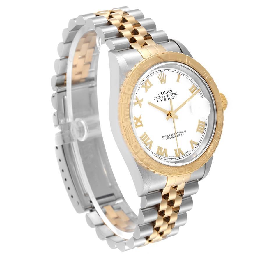 Rolex Datejust Turnograph Steel Yellow Gold White Dial Watch 16263 For Sale at 1stDibs