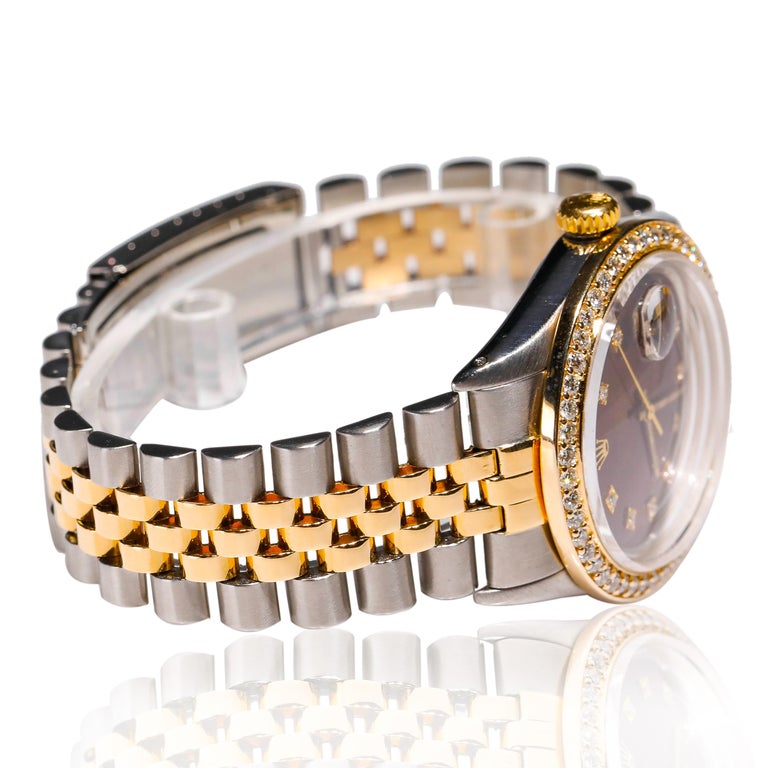Rolex Datejust Two-Tone Gold Steel Jubilee Custom Diamond Chocolate ...