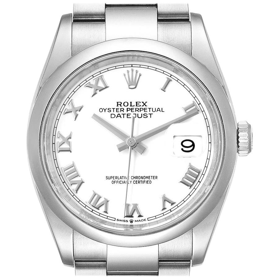 Rolex Datejust White Dial Oyster Bracelet Steel Men's Watch 126200 Box ...