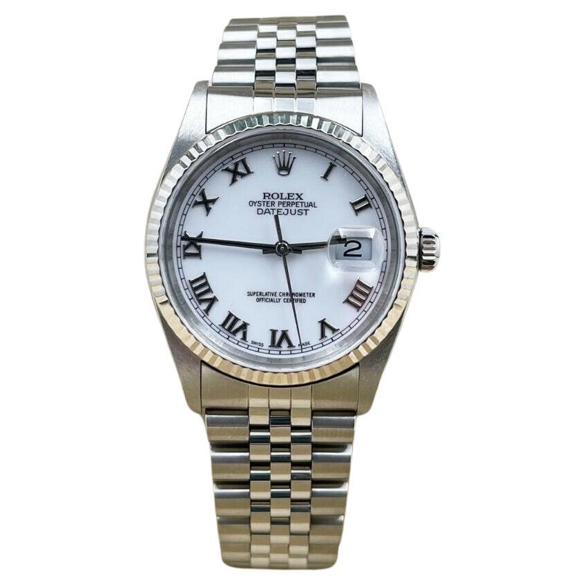 Rolex Ladies White Gold Stainless Steel Datejust Roman Dial Automatic ...