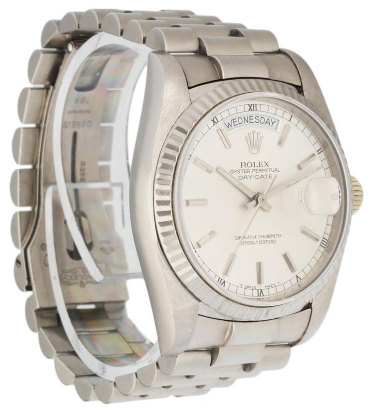 Rolex Day-Date 18039 18K White Gold Men's Watch For Sale at 1stDibs