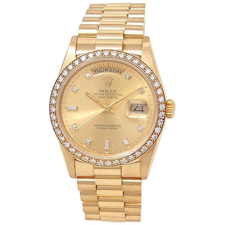 Rolex Day-Date 18348, Champagne Dial, Certified and Warranty at 1stDibs