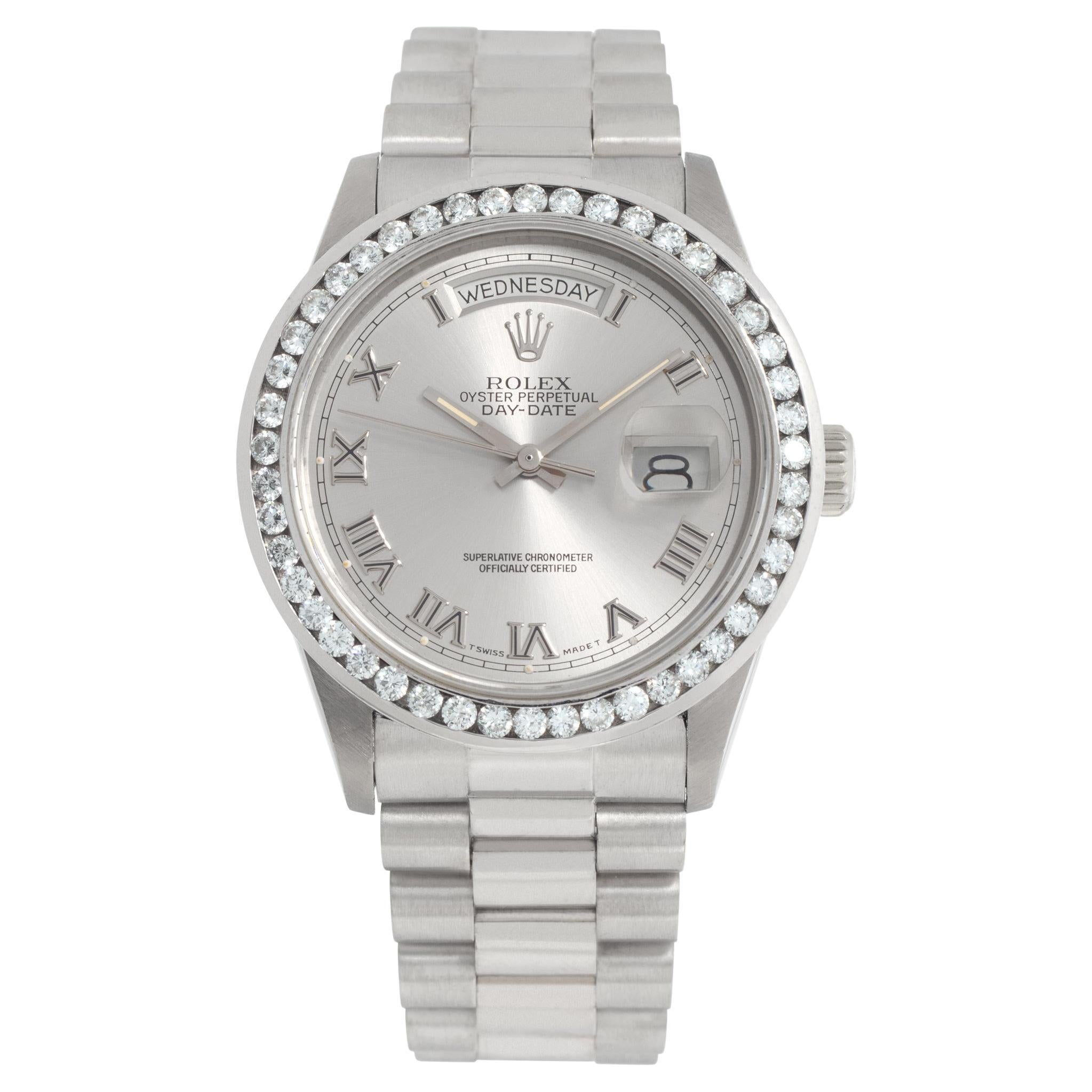 Rolex Day-Date 18k White Gold Wristwatch Ref 18039b at 1stDibs