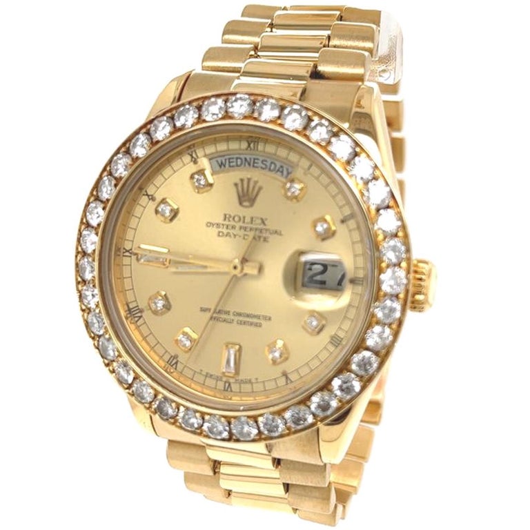 Rolex Montre President Day-Date 36mm en or jaune 18 carats avec lunette ...