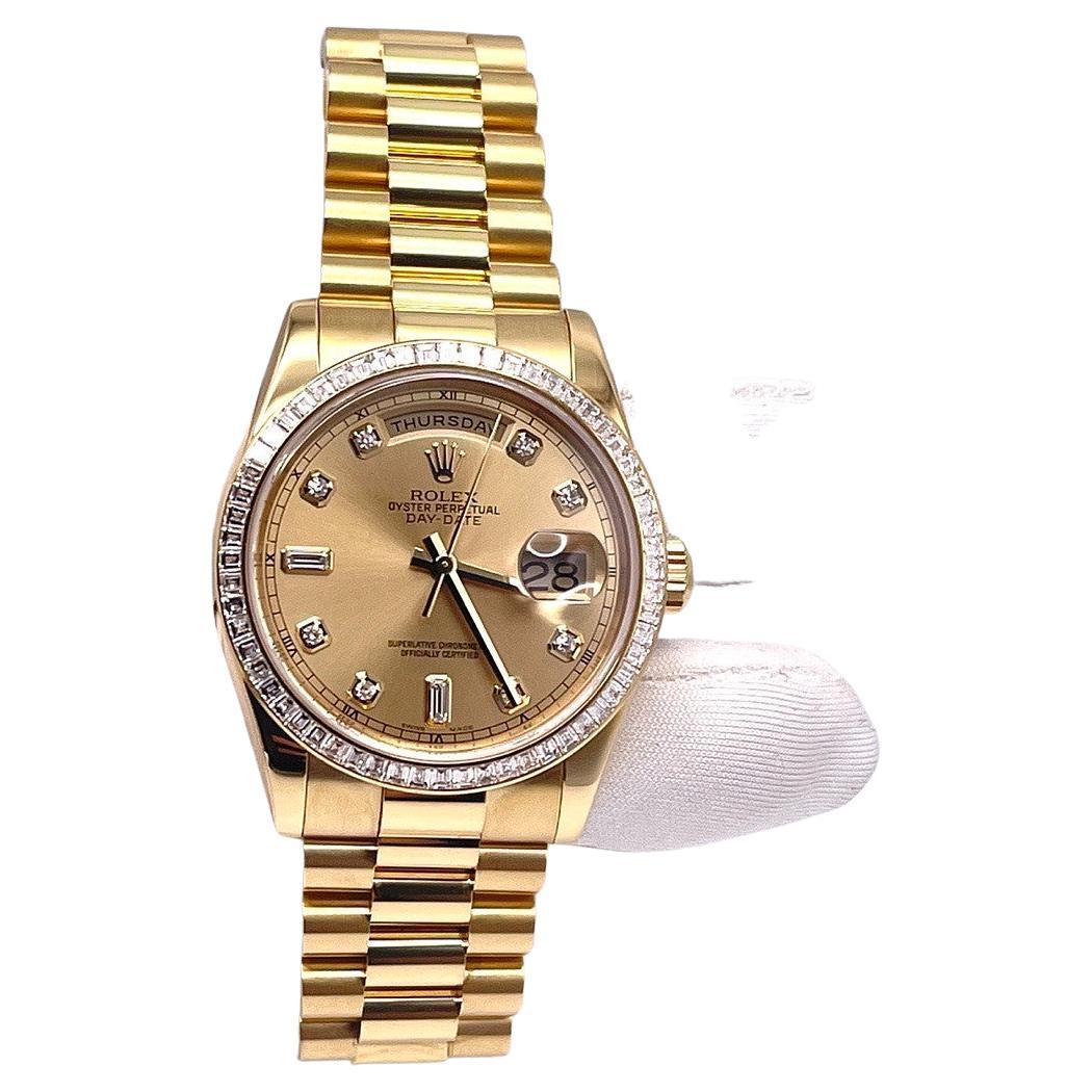 Rolex Rare Rose Gold Arabic Diamond Oxblood Stella Dial Day-Date ...
