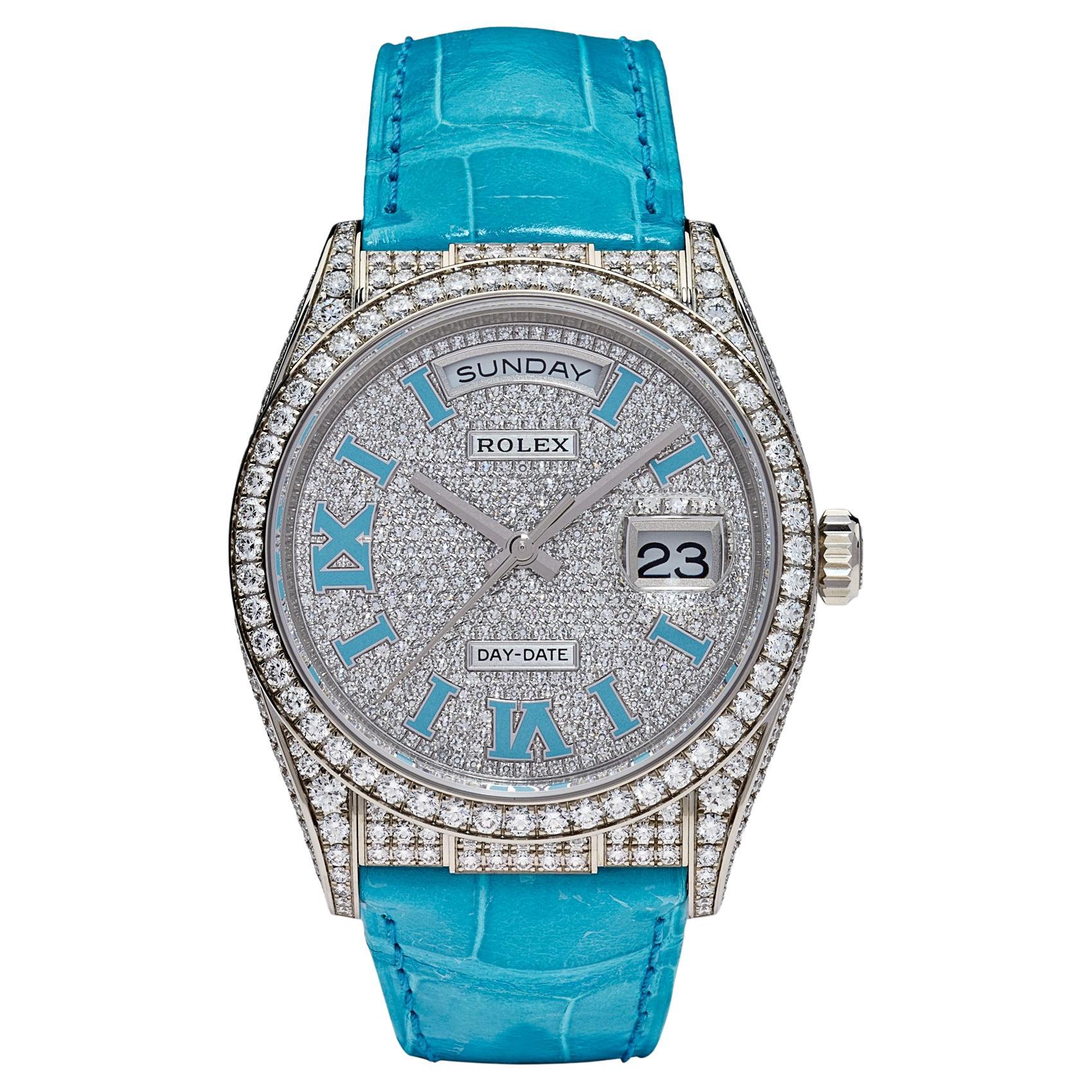 Rolex White Gold Day-Date Grossular Diamond Dial automatic Wristwatch ...