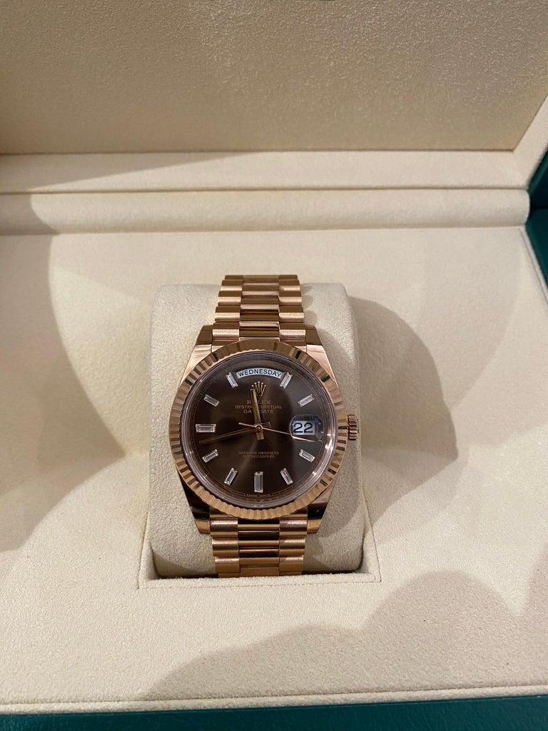 Rolex Day-Date 40 228235 Chocolate Diamond Baguette Dial For Sale at ...
