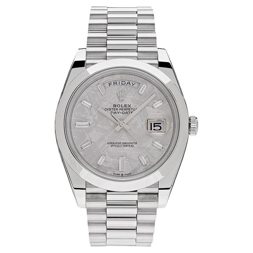 Rolex Day-Date 18206 Platinum Original Diamonds Silver Dial Auto Watch ...