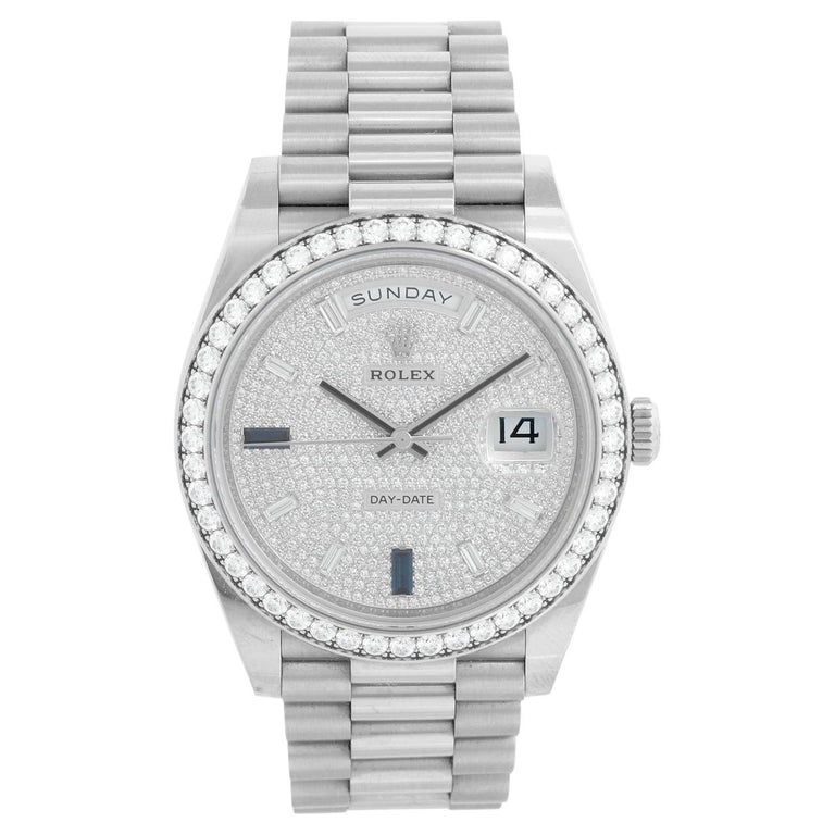 Rolex Day-Date 40 President 18k White Gold Men's 40mm Watch 228349RBR ...