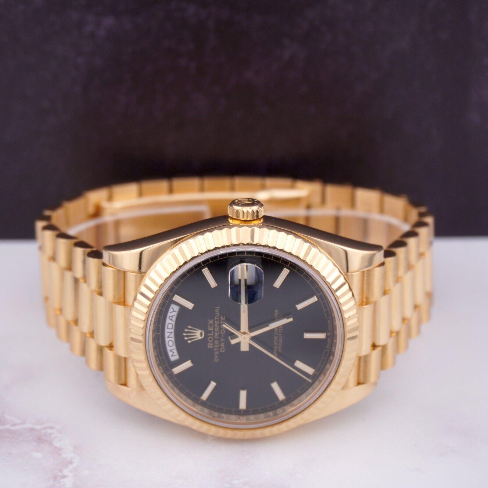 Rolex Day-Date 40 President 18k Yellow Gold Men's Watch Black Motif ...