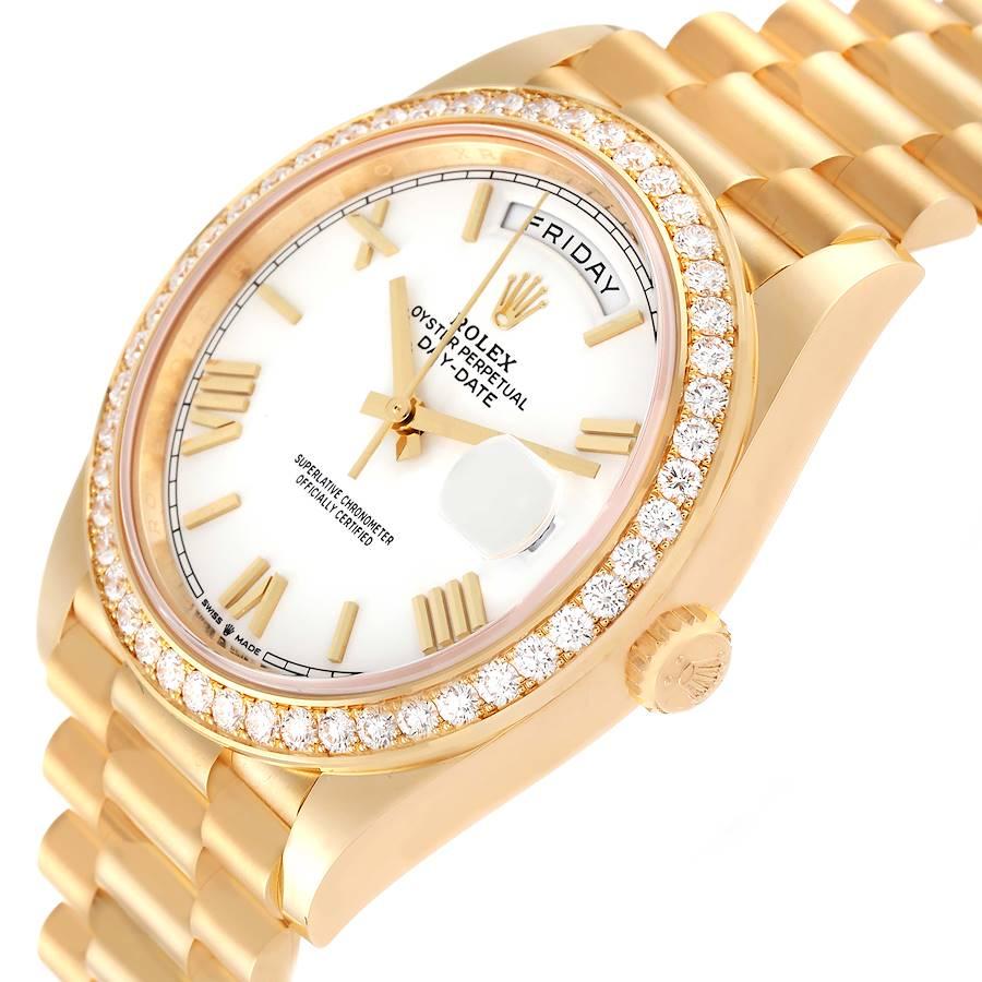Rolex Day-Date 40 President Yellow Gold Diamond Bezel Mens Watch 228348 ...