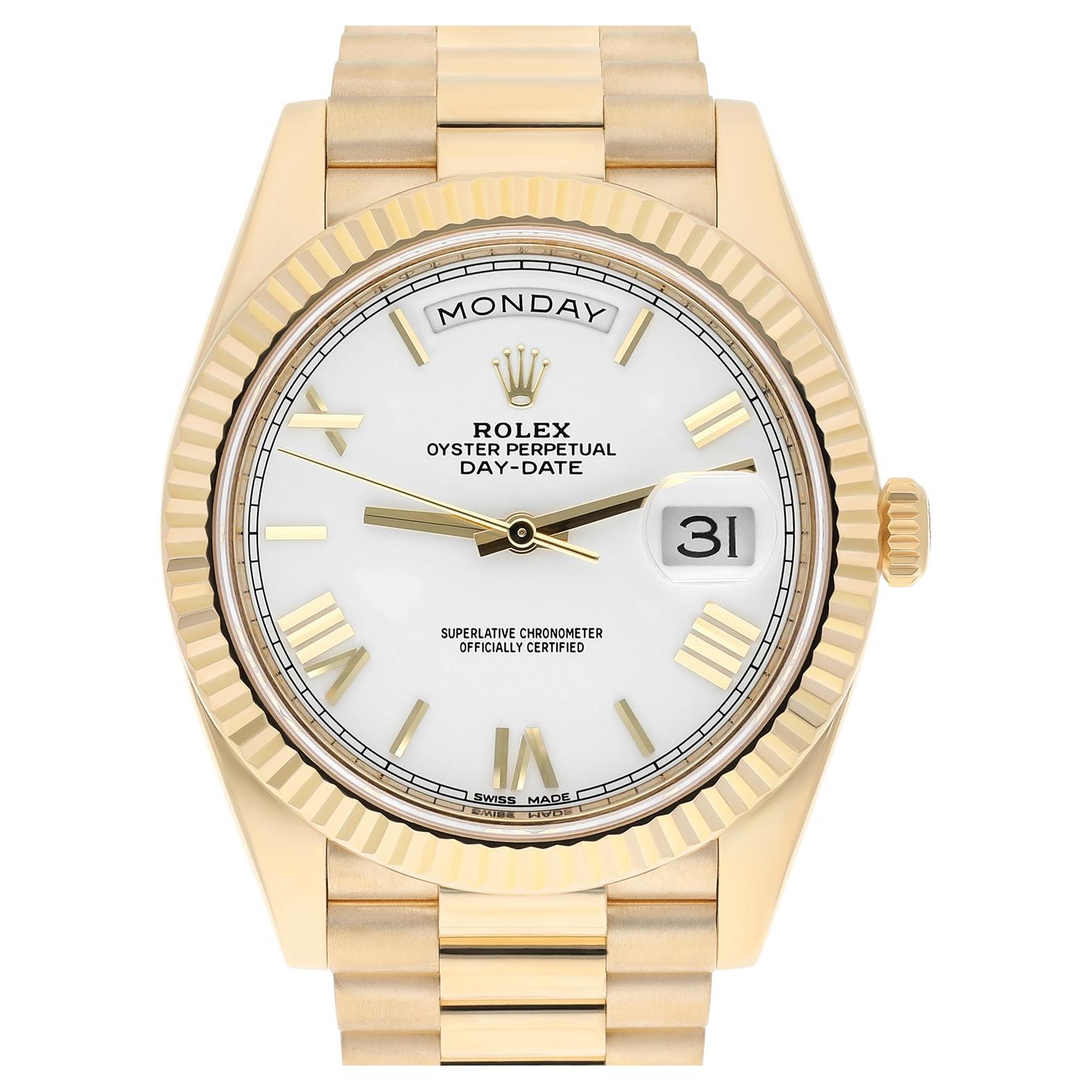 Rolex Day-Date 40 Presidential 228238 Silver Dial Yellow Gold Watch ...