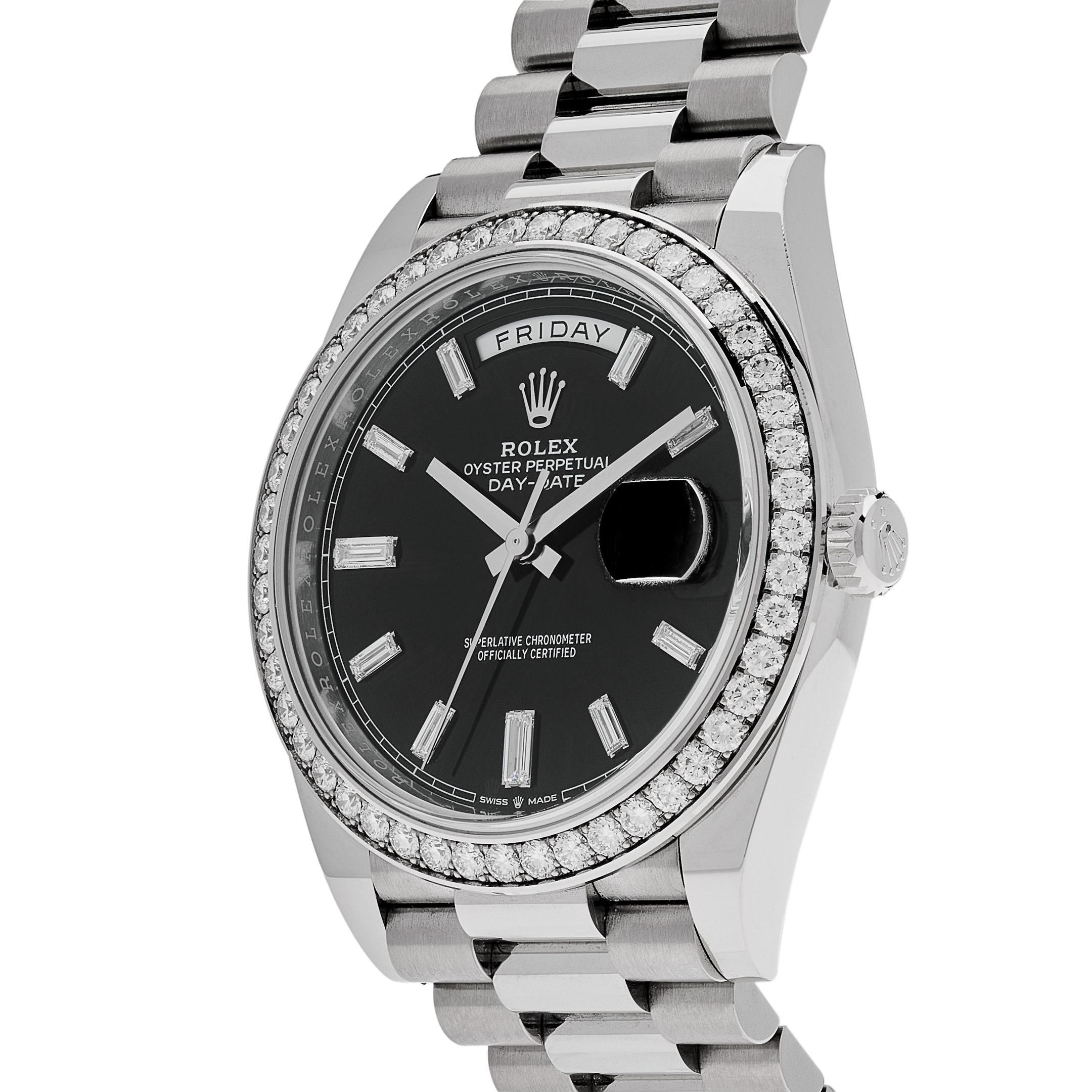 Rolex Day-Date 40 White Gold Black Diamond Dial and Bezel 228349RBR For ...