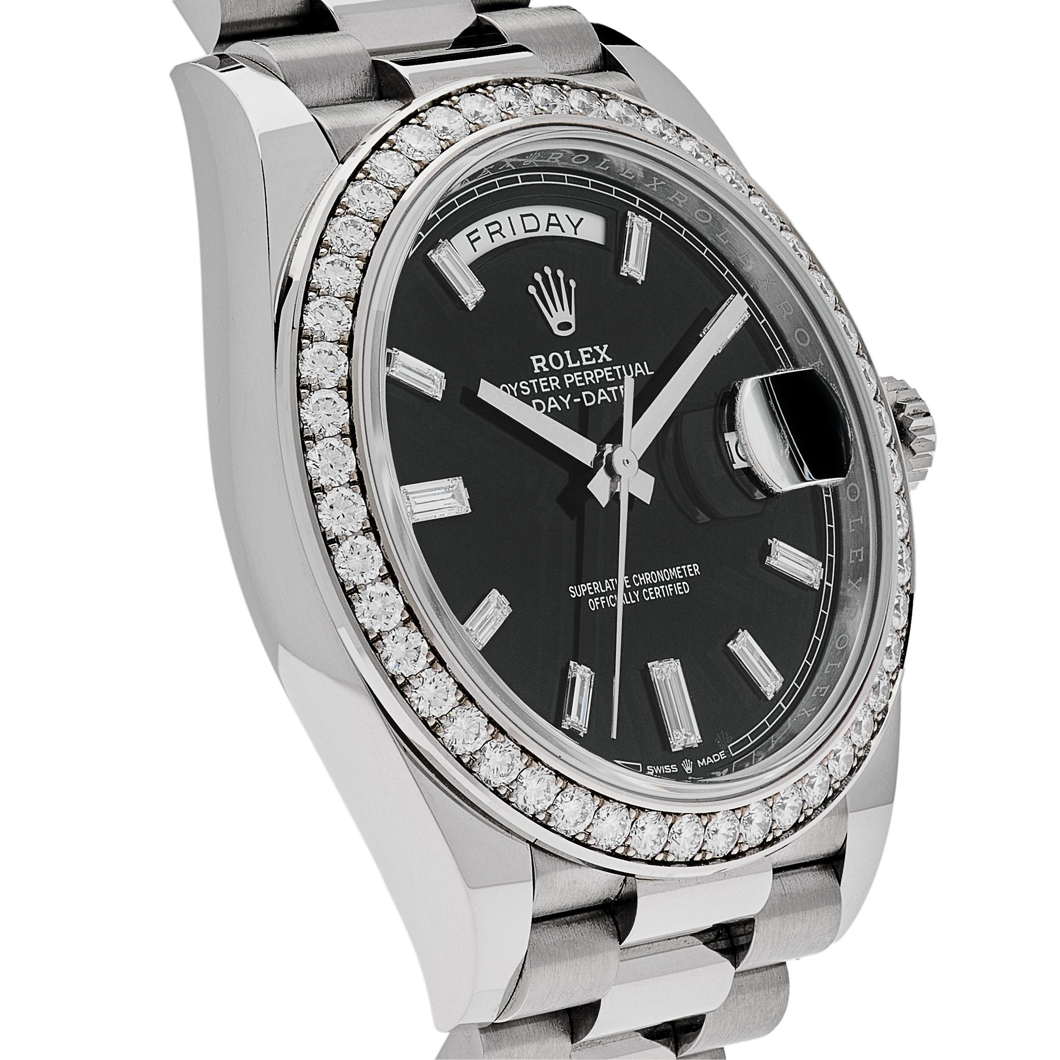 Rolex Day-Date 40 White Gold Black Diamond Dial and Bezel 228349RBR For ...