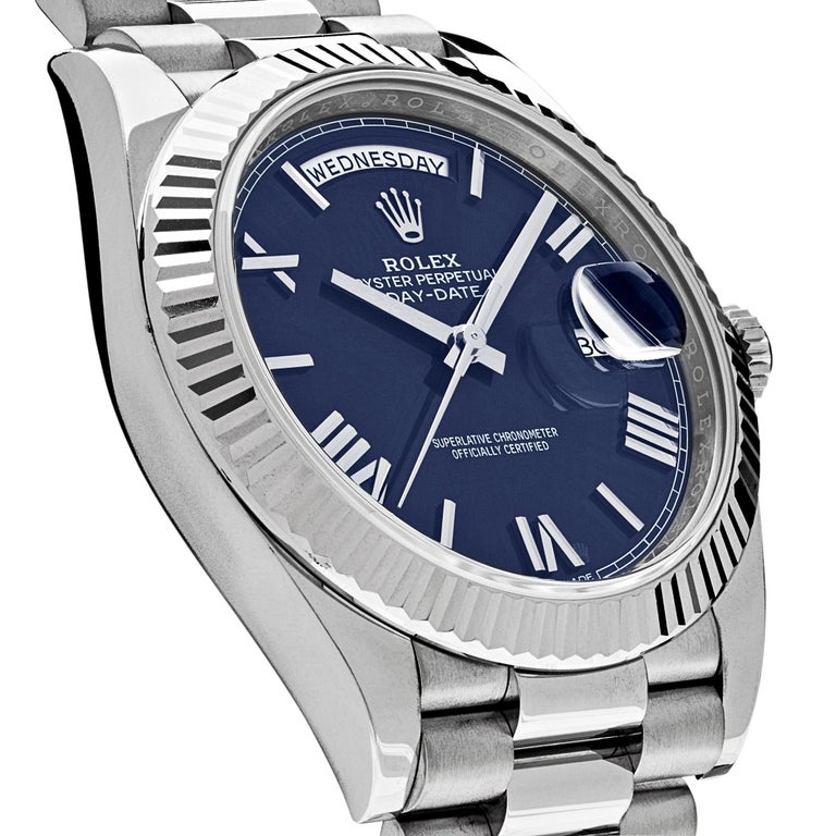 Rolex Day-Date 40 White Gold Blue Dial 228239 For Sale at 1stDibs