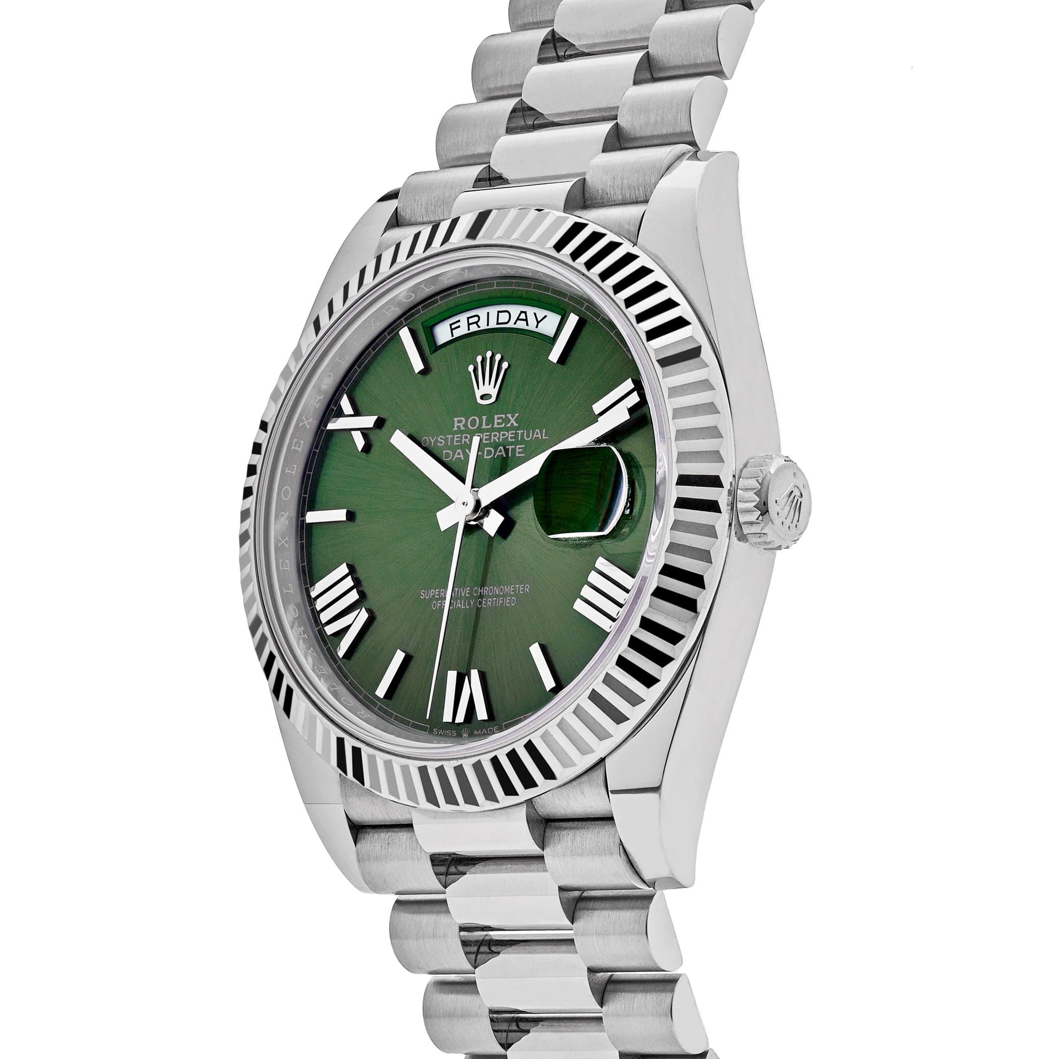 Rolex Day-Date 40 White Gold Olive Dial 228239 (2022) For Sale at ...
