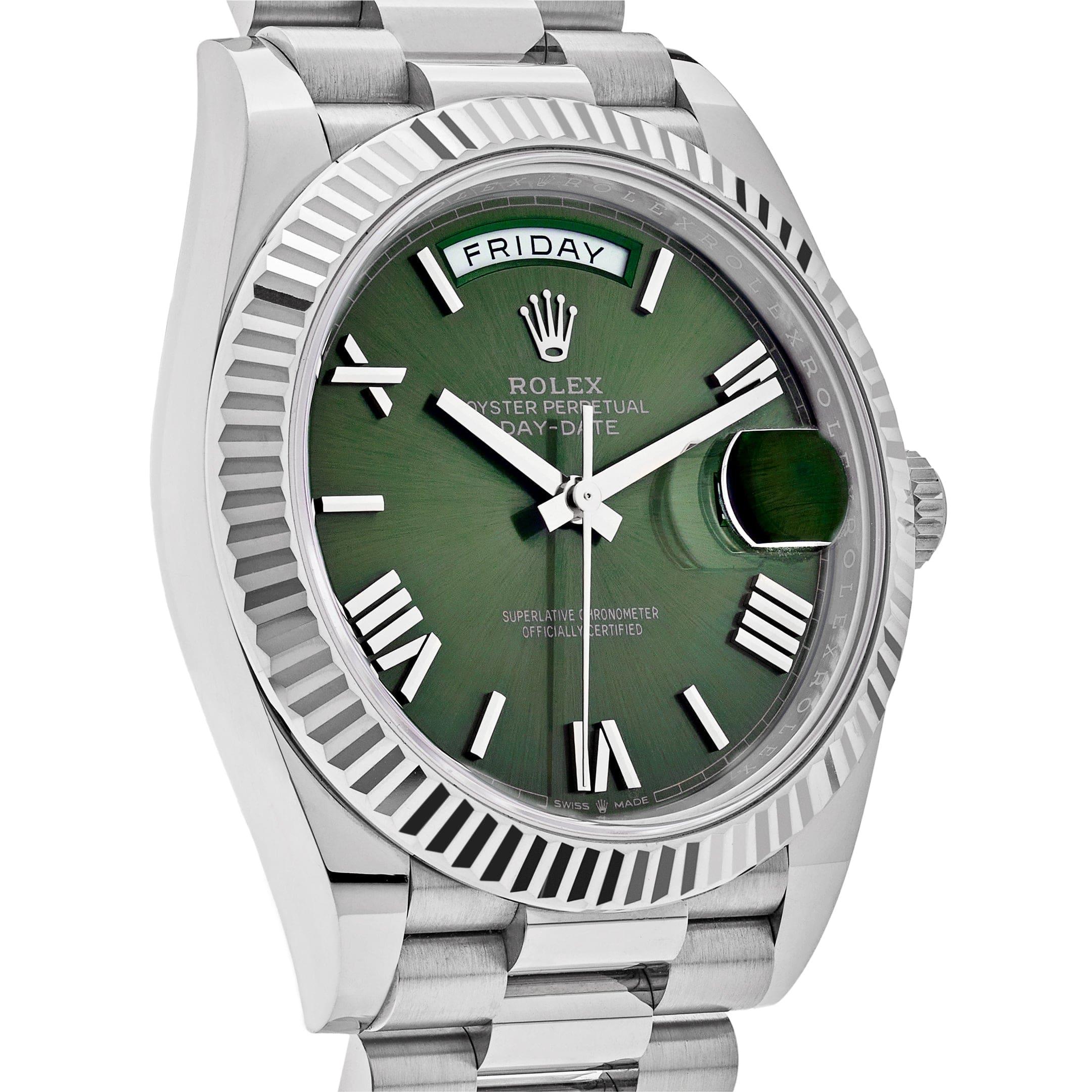 Rolex Day-Date 40 White Gold Olive Dial 228239 (2022) For Sale at ...