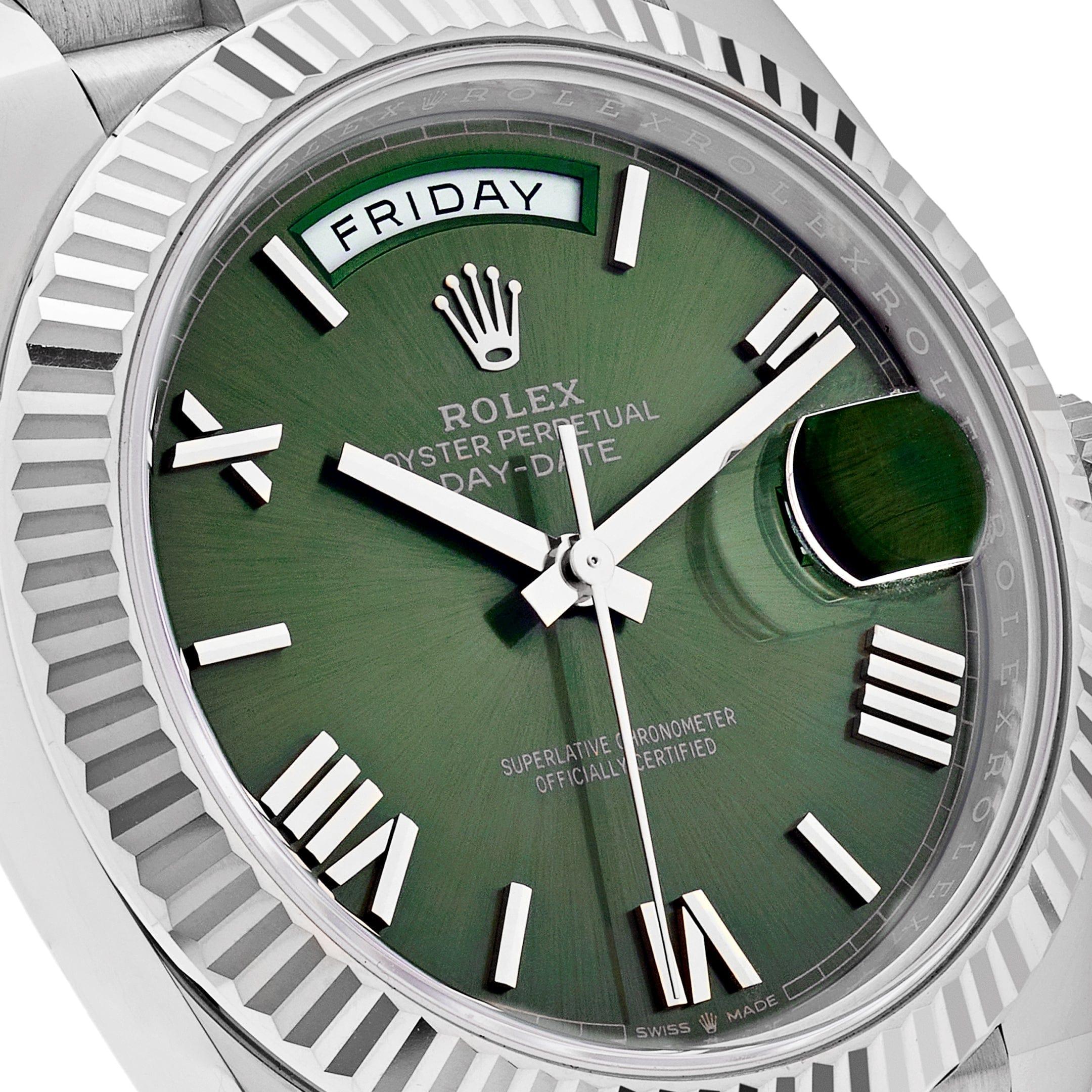 Rolex Day-Date 40 White Gold Olive Dial 228239 (2022) For Sale at ...