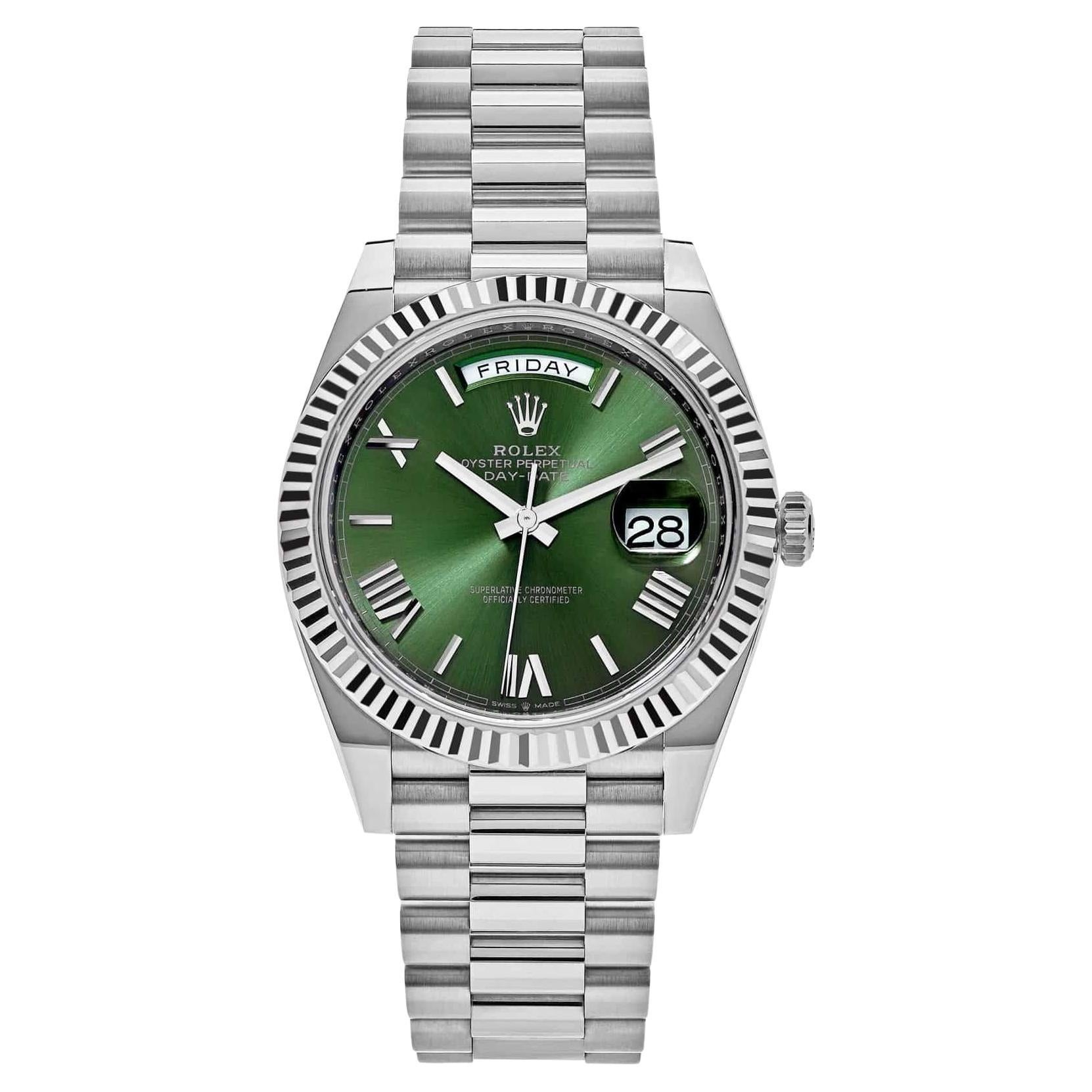 Rolex Day-Date 40 White Gold Olive Dial 228239 (2022) For Sale at ...