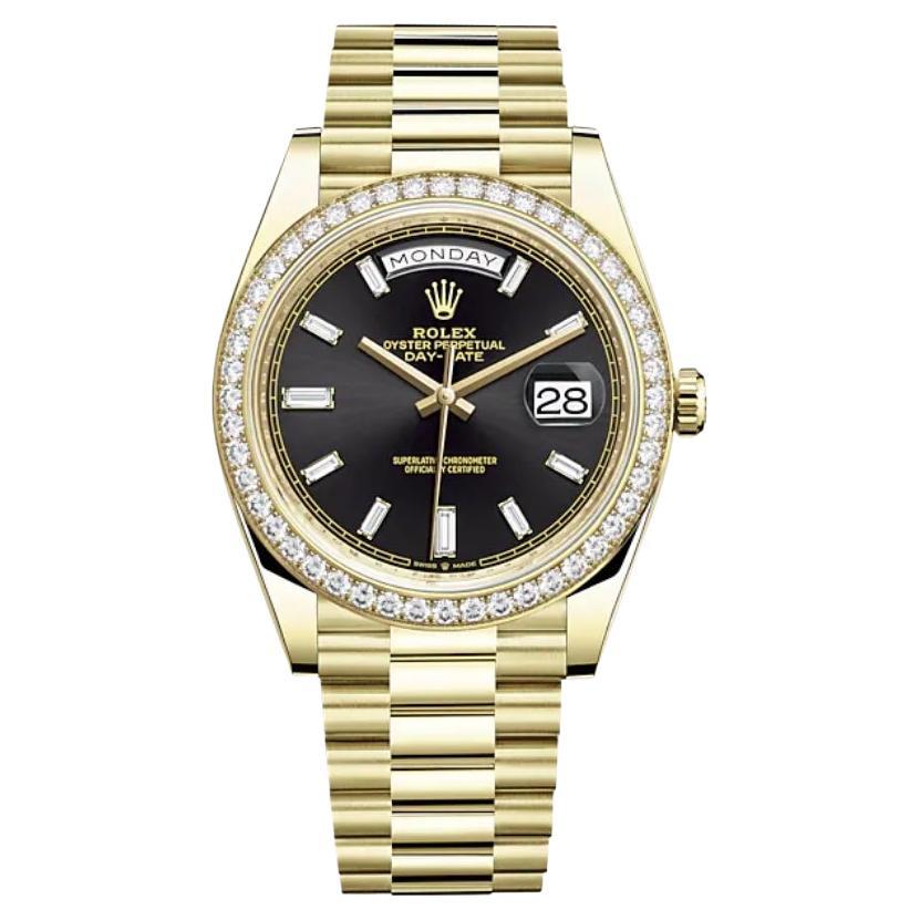 ROLEX All-Original Blue Stella Diamond Dial Yellow Gold Day-Date at 1stDibs