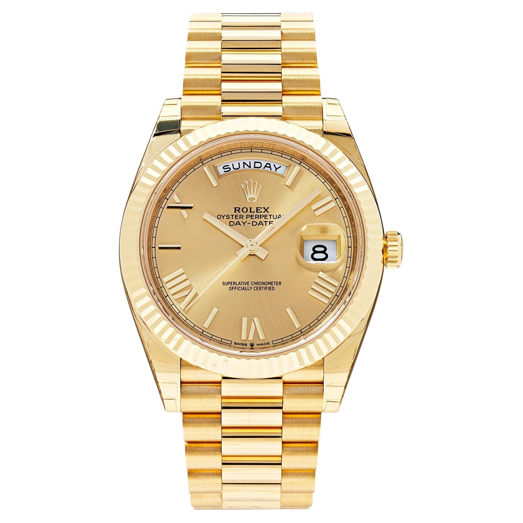 ROLEX Yellow Gold Day-Date Wristwatch with Lapis Dial circa 1977 at 1stDibs