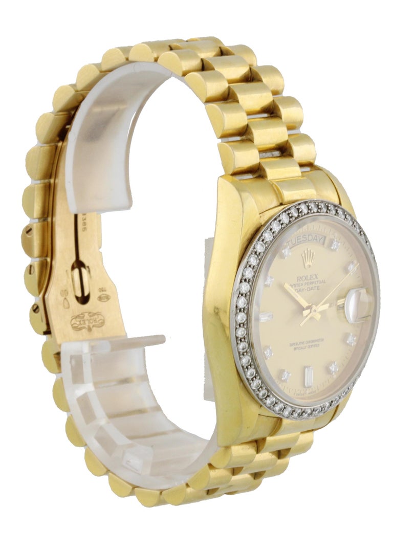 Rolex Day-Date President 18048 Diamond Dial and Bezel Men's Watch For ...