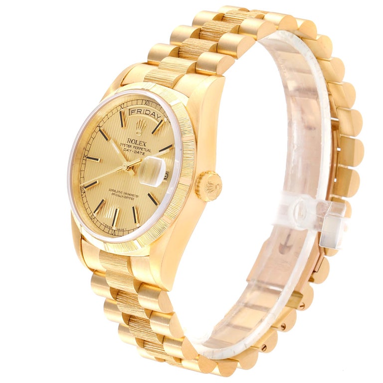 Rolex Day-Date President 36 Yellow Gold Tapestry Dial Men's Watch 18248 ...