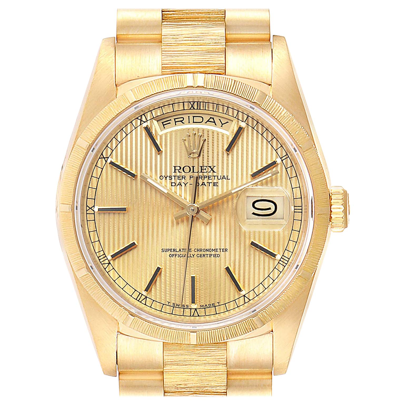 Rolex Day-Date President 36 Yellow Gold Tapestry Dial Men's Watch 18248 ...