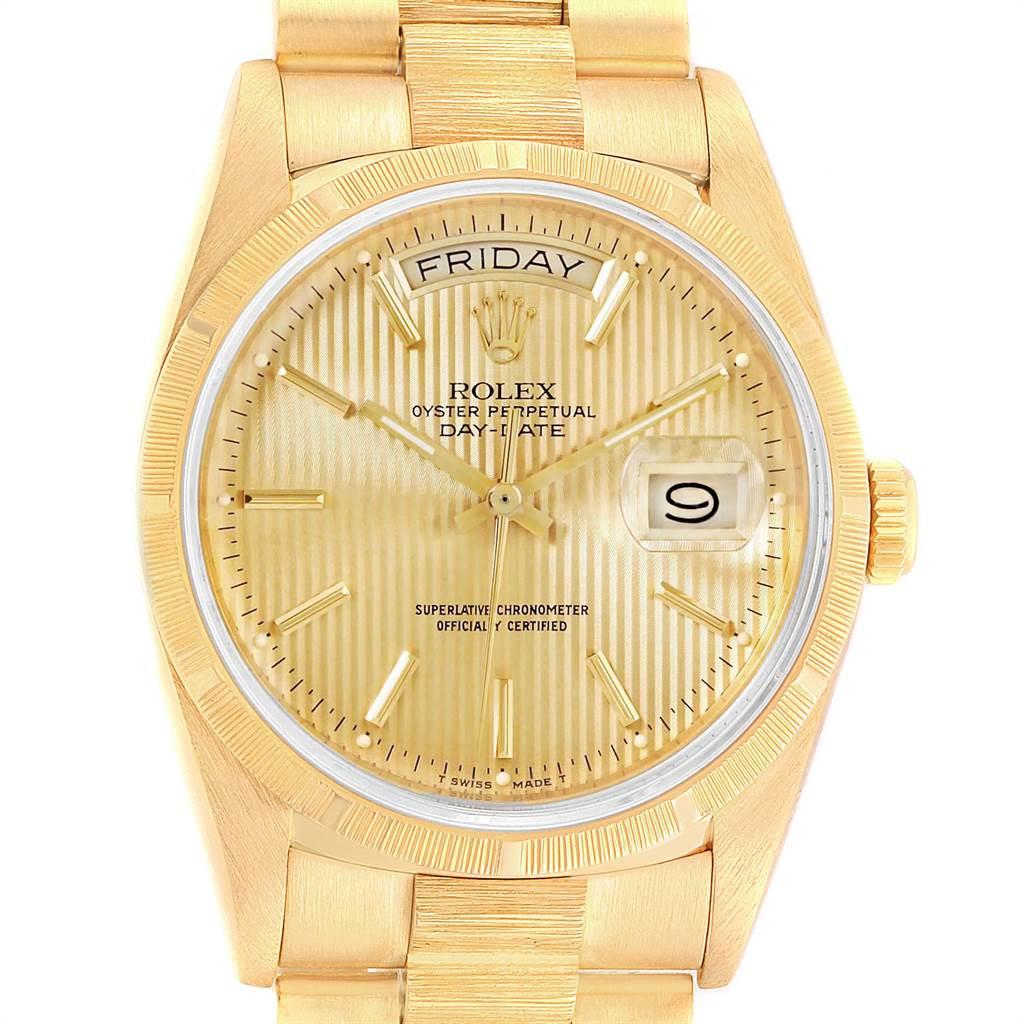 Rolex Day-Date President 36 Yellow Gold Tapestry Dial Men's Watch 18248 ...