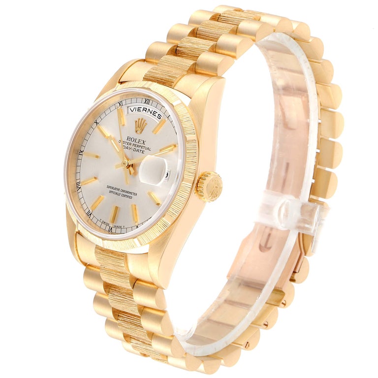 Rolex Day-Date President Yellow Gold Bark Finish Men's Watch 18248 For ...