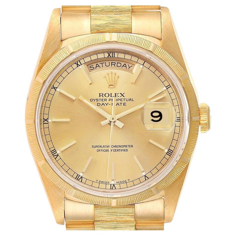Rolex Day-Date President Yellow Gold Bark Finish Watch 18248 For Sale ...