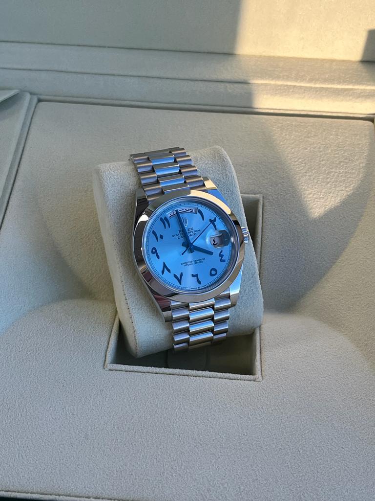 Rolex Day-Date President 40 Ice Blue Arabic Dial Automatic Platinum ...