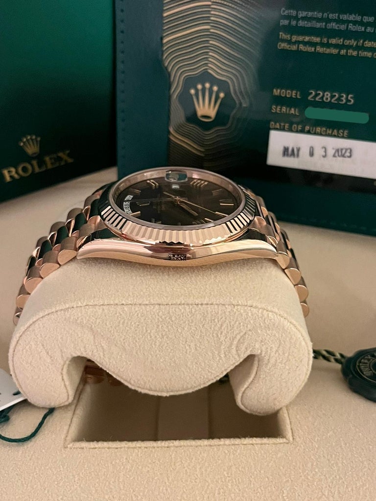 Rolex Day-Date President Rose Gold Chocolate Roman Dial Watch 228235 ...