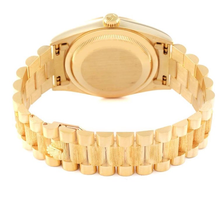 Rolex Day-Date President Yellow Gold Bark Finish Mens Watch 18248 Box ...